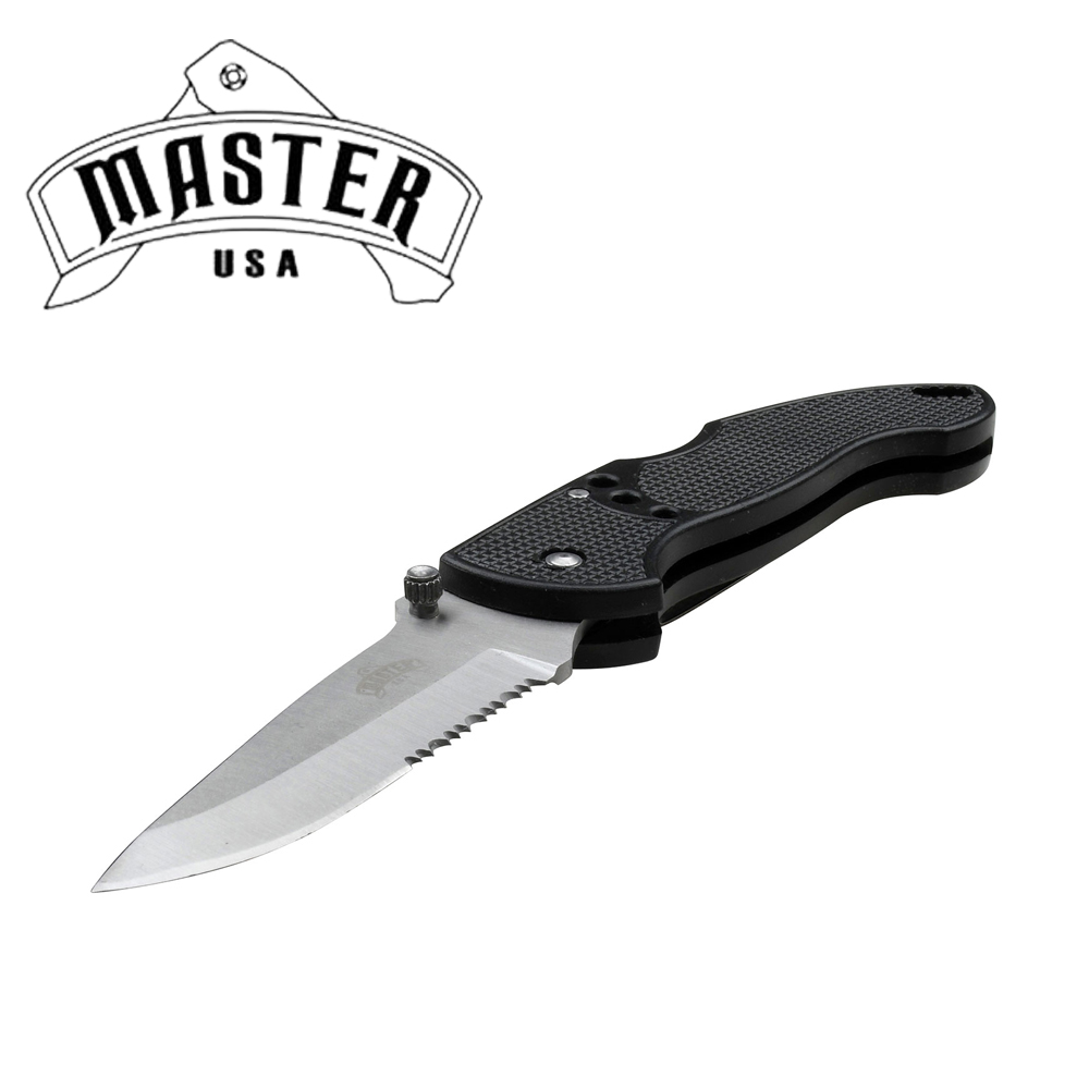 Master USA Black ABS Handle Pocket Knife - Powa Beam