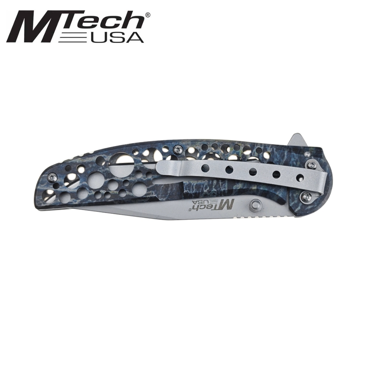 MTech USA Folding Knife Blue Marble
