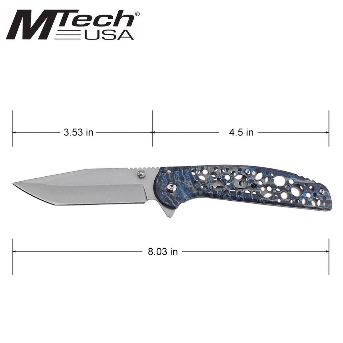MTech USA Folding Knife Blue Marble